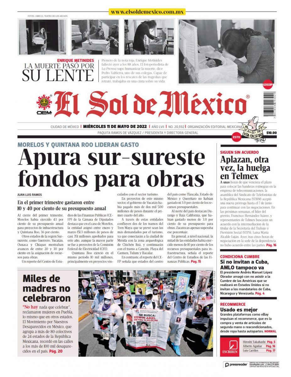 Portadas de los principales diarios nacionales en México | Tus Buenas ...
